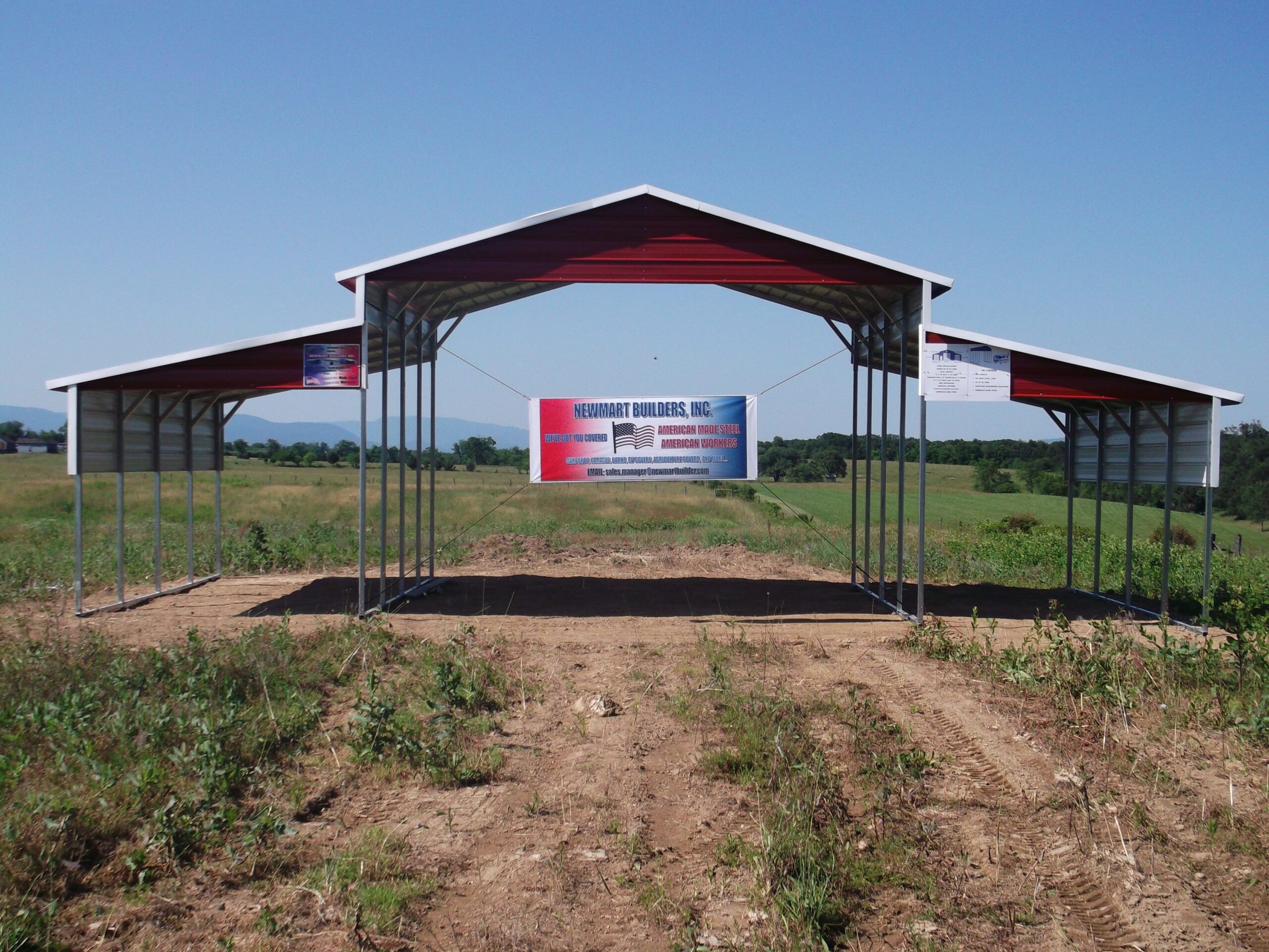 Traditional open barn with 3 gables and closed 3 feet on each side Item ...