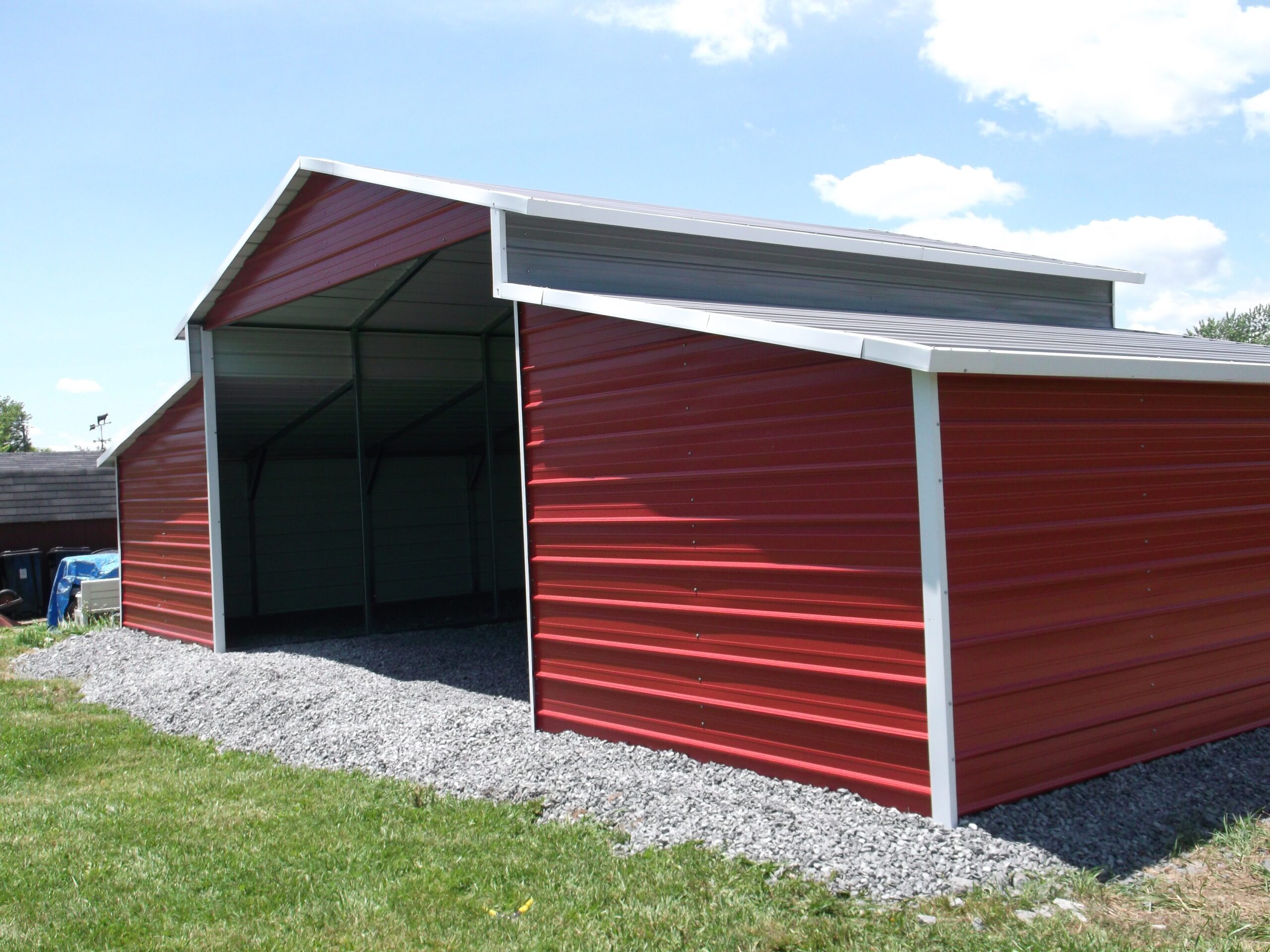 Traditional Barn with lean tos and back section closed, center gable ...